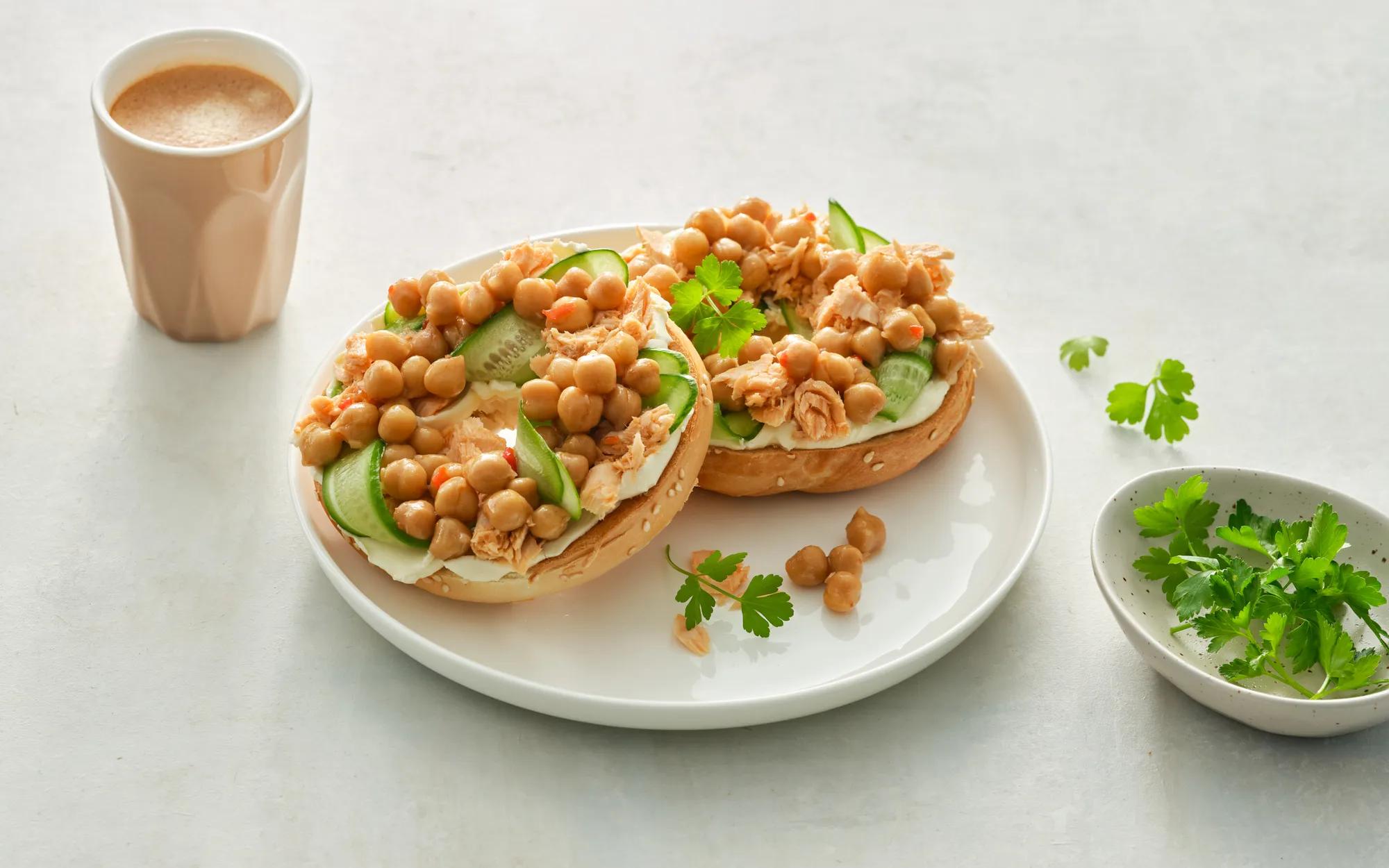 Salmon and Chick Pea Bagels | Chicken Tonight